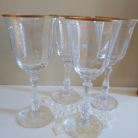 unknown | Dining | Gold Rimmed Crystal Goblets Set Of 4 | Poshmark